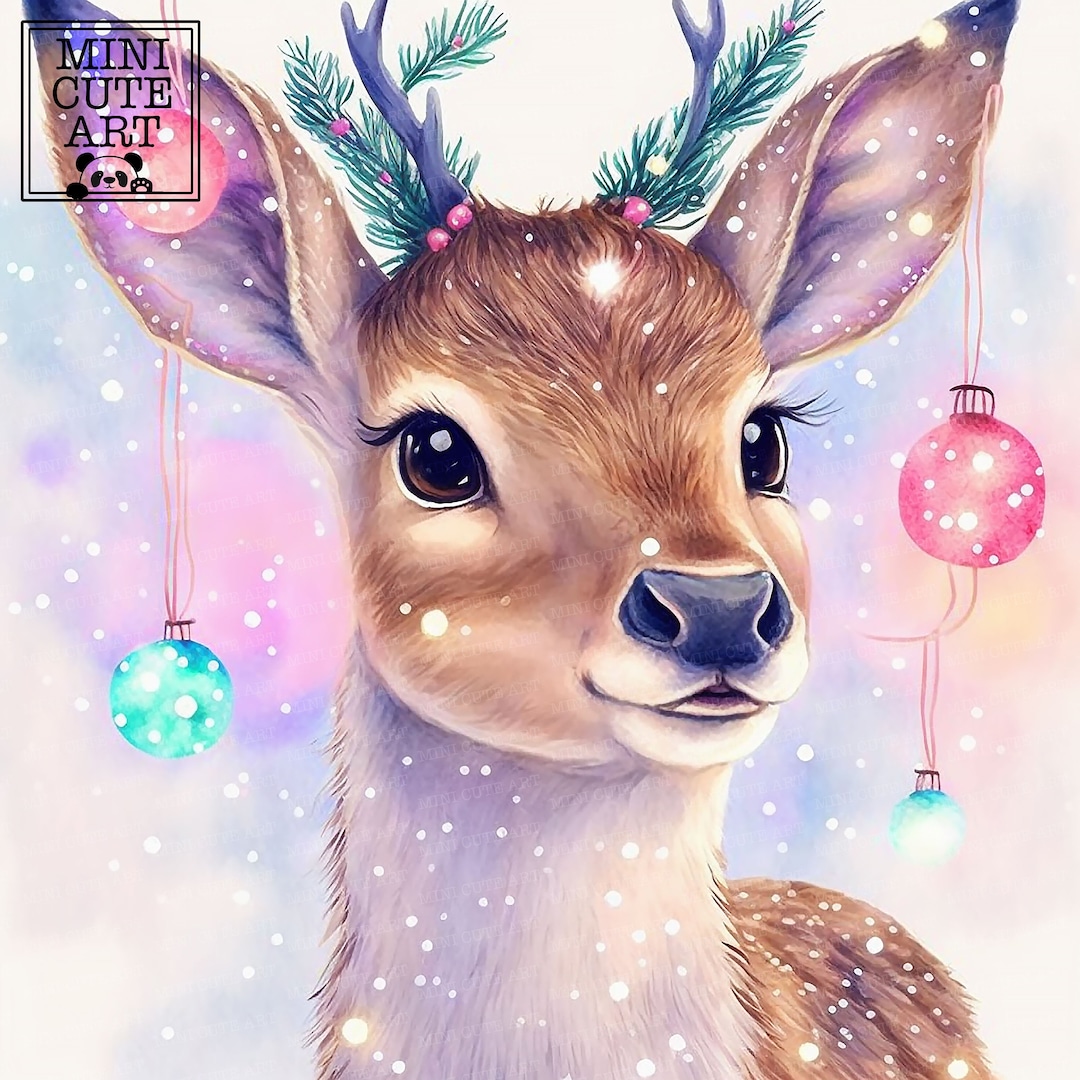 Watercolor Christmas Deer Clip Art , Christmas Deer Clip Art, Cute ...