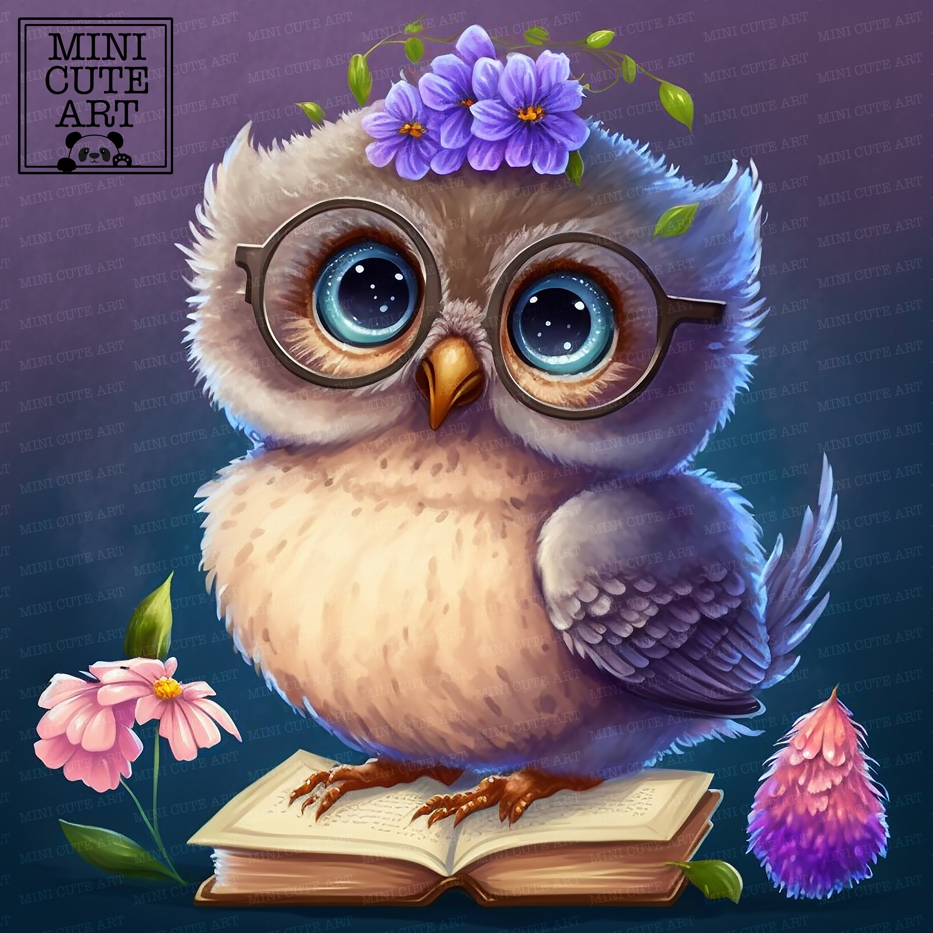 Watercolor Smart Owl Clip Art Birds Watercolor JPG - Etsy