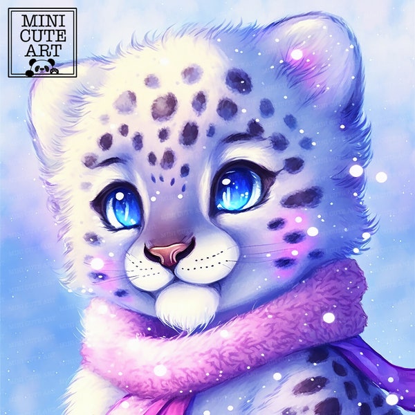 Christmas Card Snow Leopard - Etsy