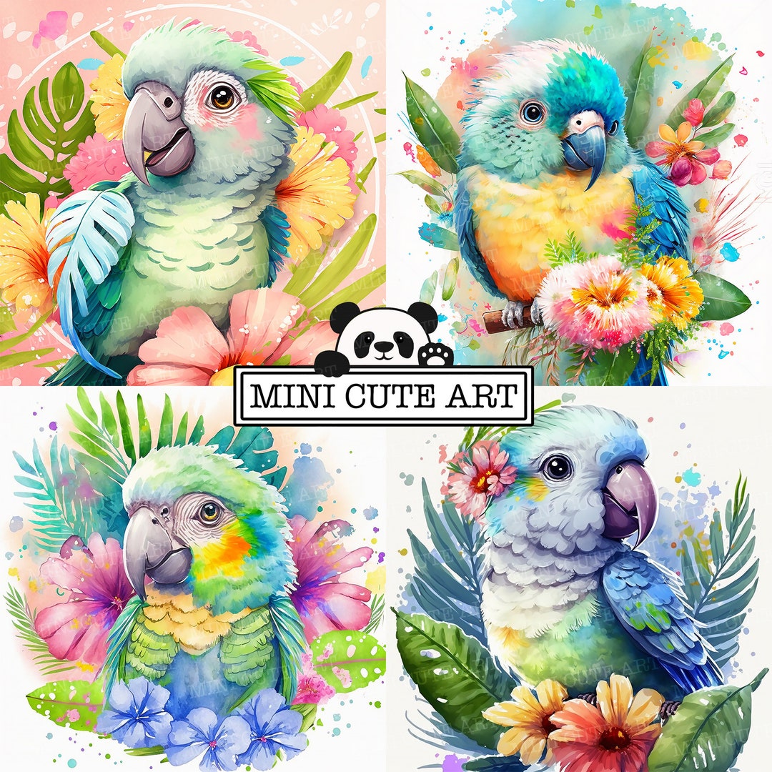 Watercolor Parrot Clip Art, Tropical Parrot Clip Art , Safari Nursery ...