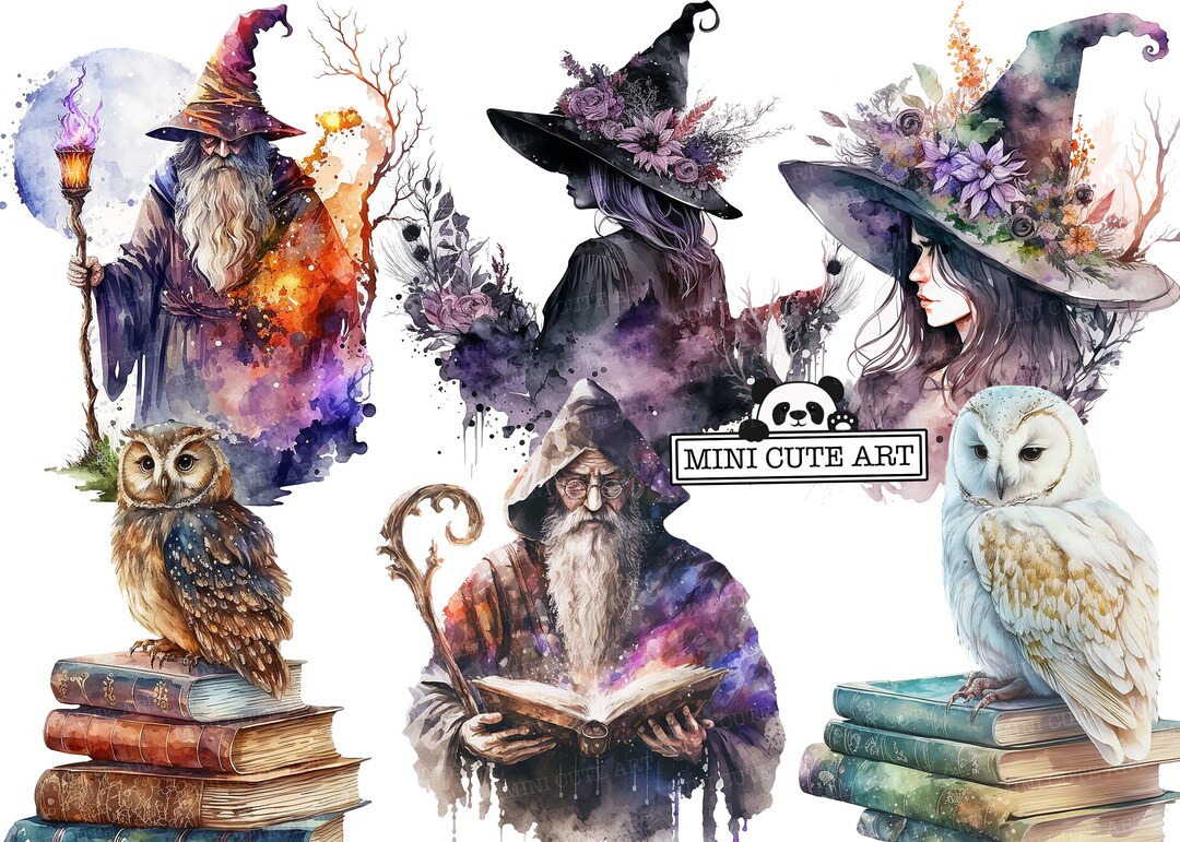 Watercolor Witch Png , Wizard Png , Magic Clip Art, Mystical Clipart ...