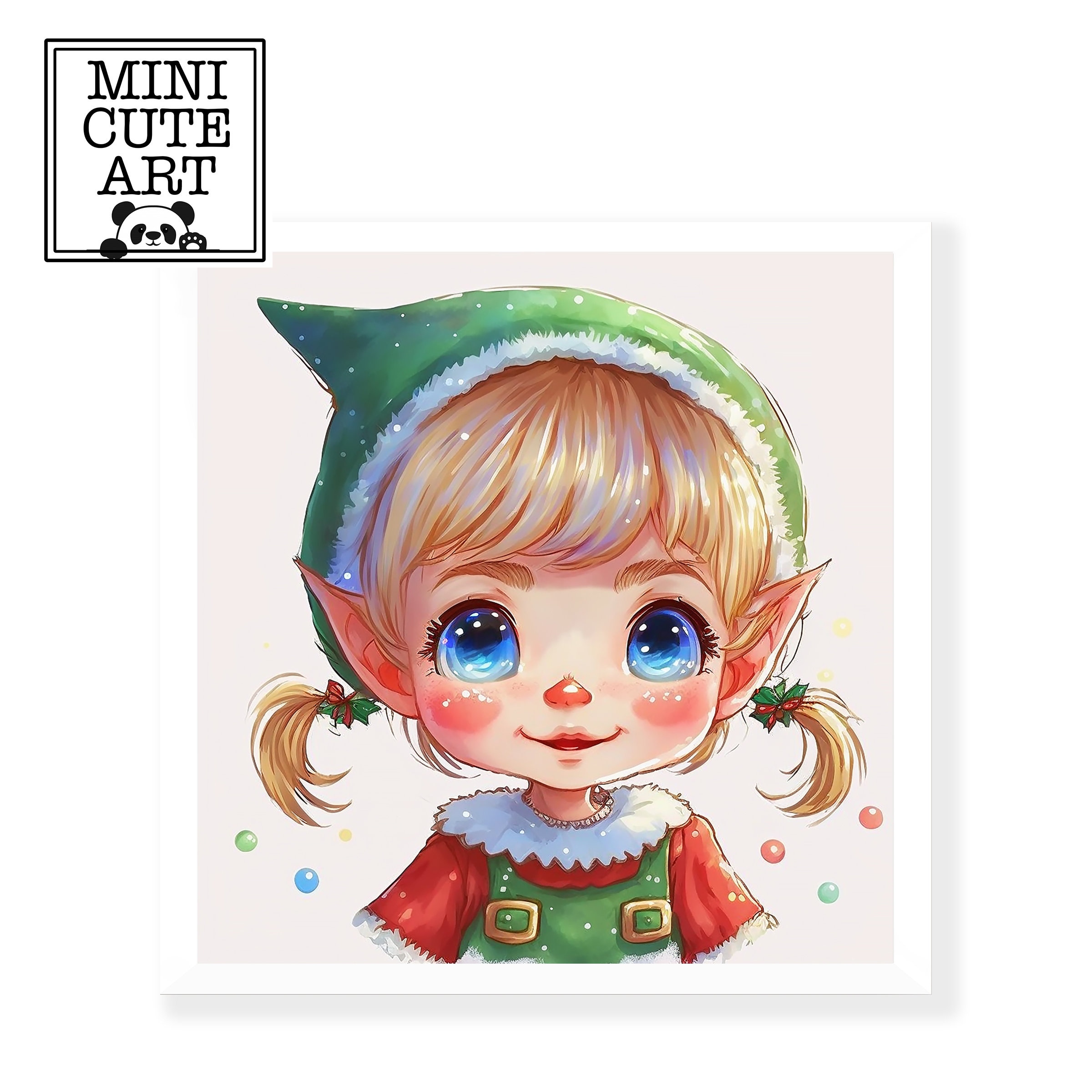 Cute Christmas Girl Elf Jpg, Watercolor Winter Elf JPG, Elf Portrait ...