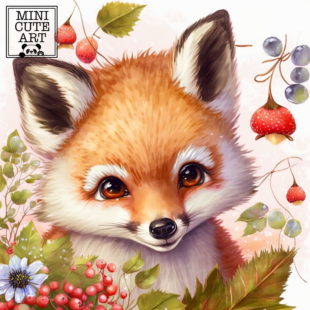 Watercolor Forest Animal Art, Cute Watercolor Fox Clip Art, Watercolor ...