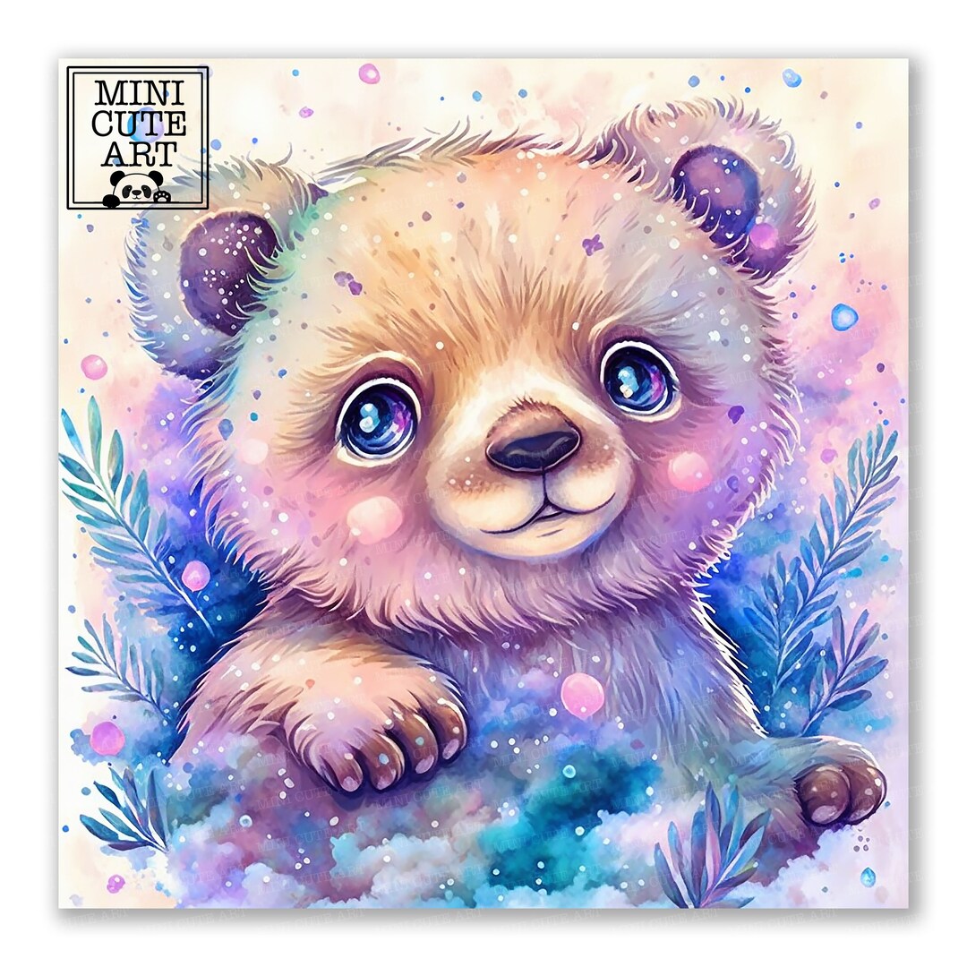Watercolor Baby Bear Clip Art, Bear Watercolor JPG, Watercolor Animals ...
