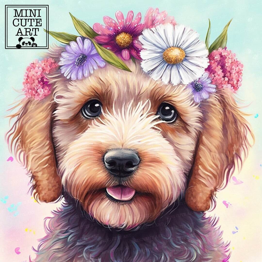 Dog Labradoodle Watercolor Clipart Watercolor Portrait of a - Etsy