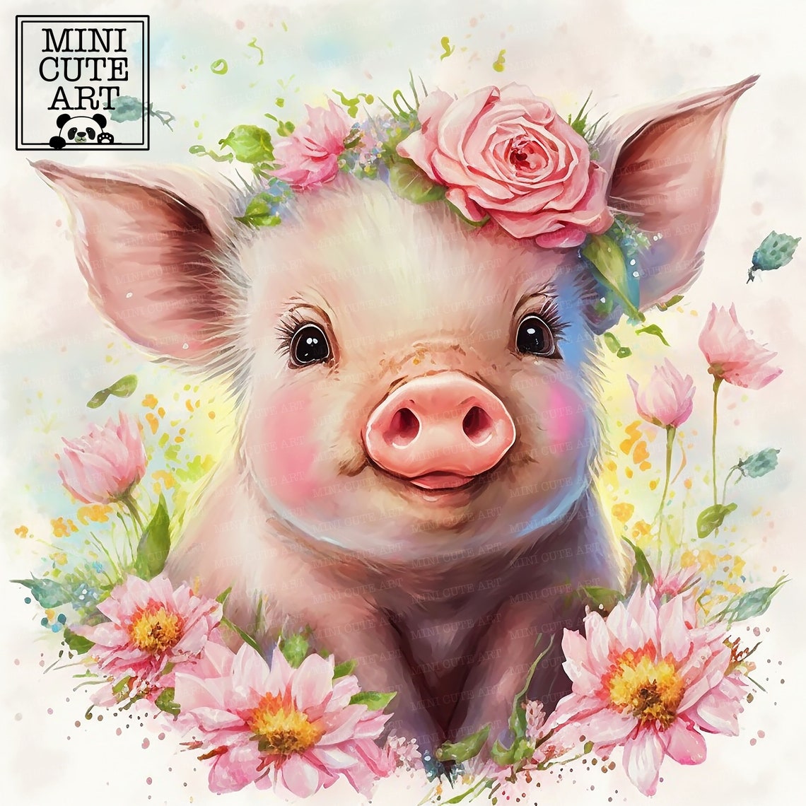 Cute Pig Watercolor Clip Art Farm Pig Clip Art Pig Animal - Etsy