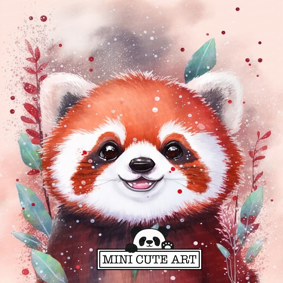 Watercolor Baby Red Panda Clip Art, Red Panda Watercolor JPG ...