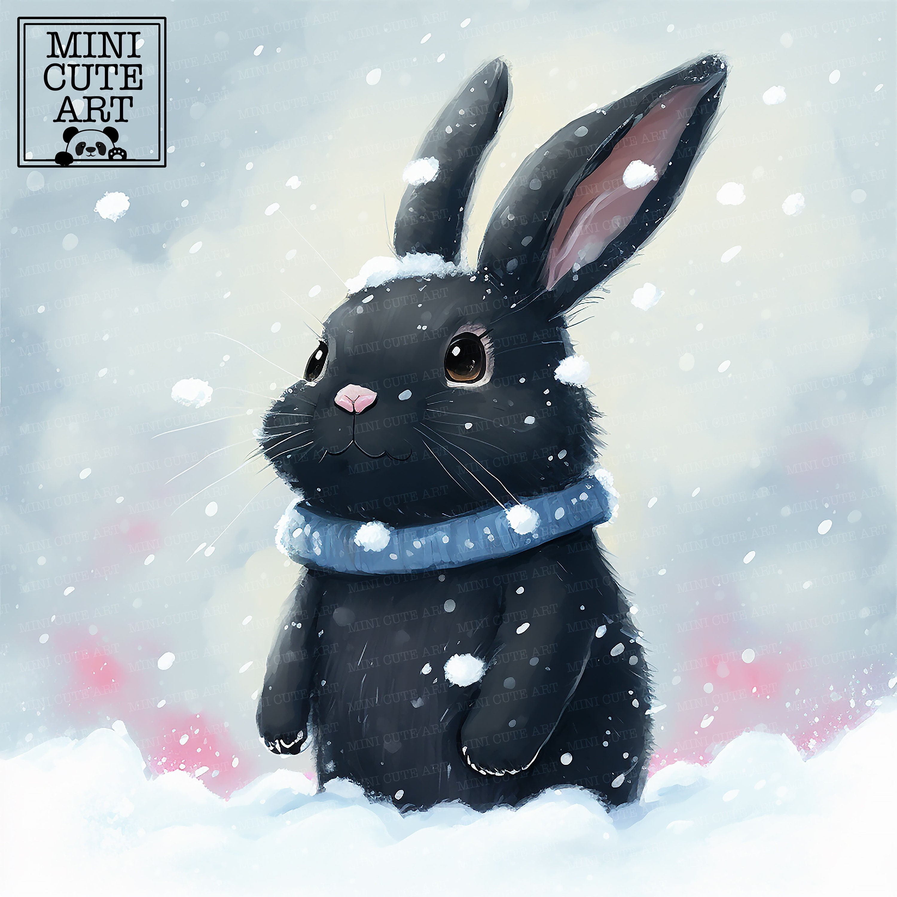 Black Rabbit In Snow
