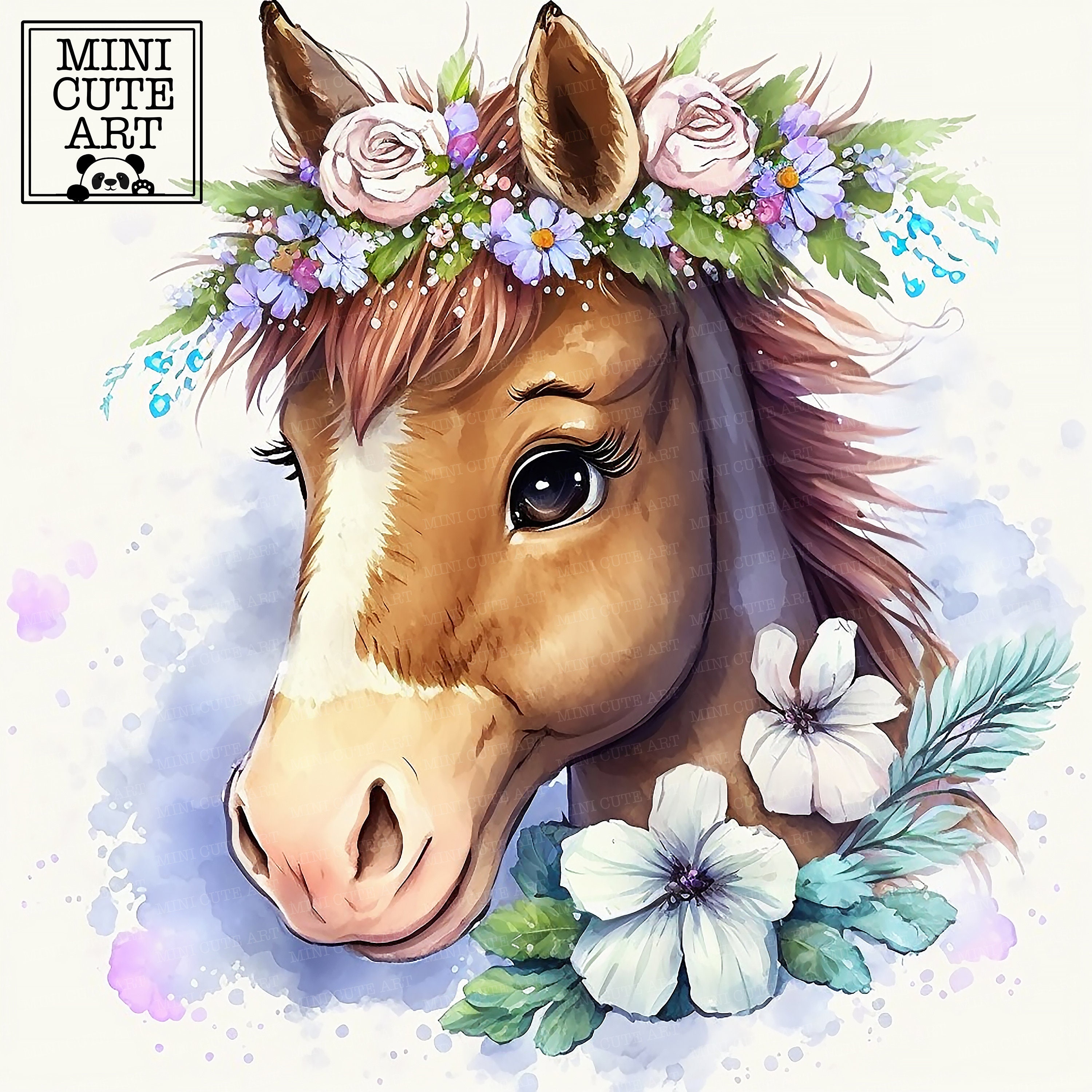 Watercolor Pony Clip Art , Watercolor Baby Horse Clip Art, Cute ...