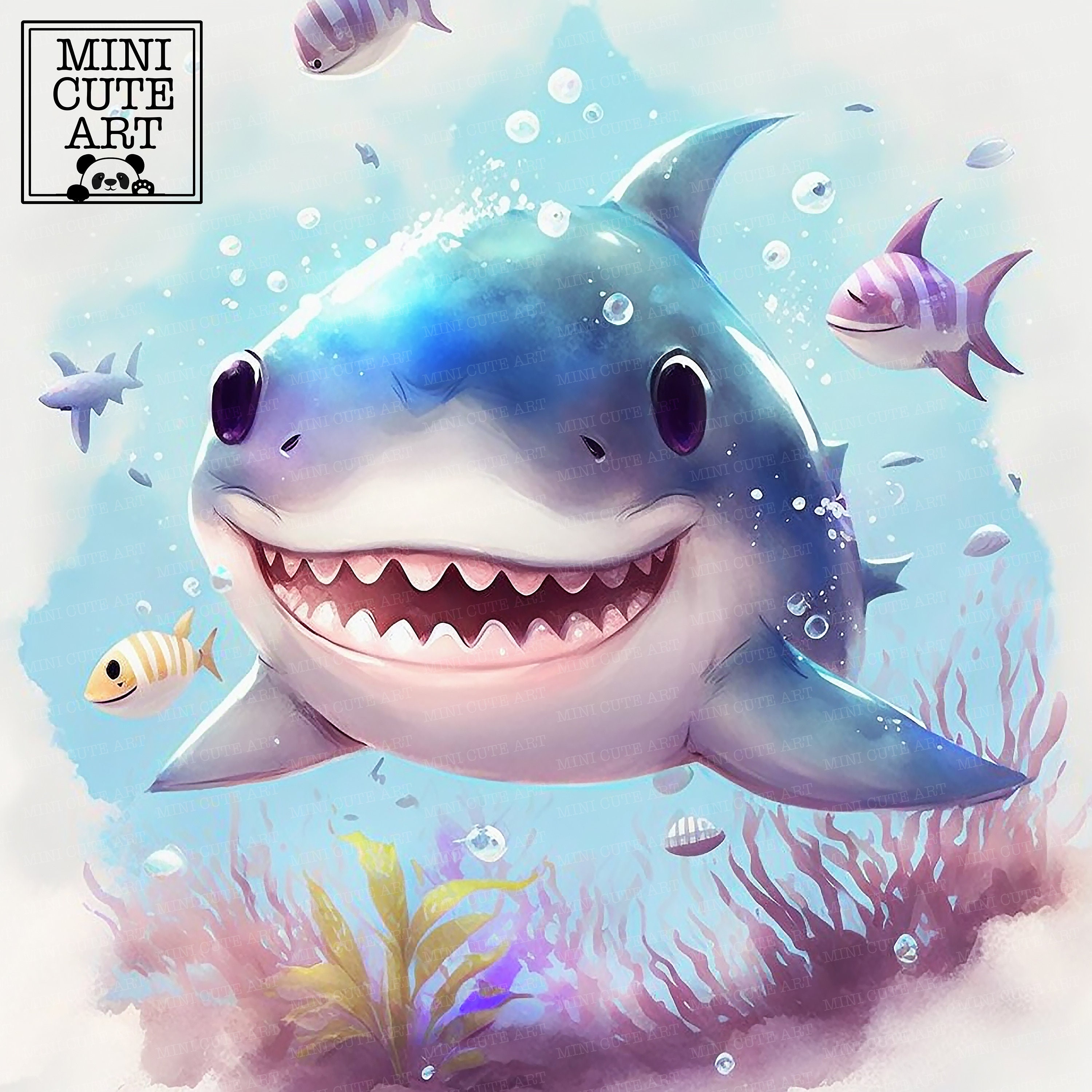 Undersea World Watercolor Art Watercolor Shark Clip Art - Etsy