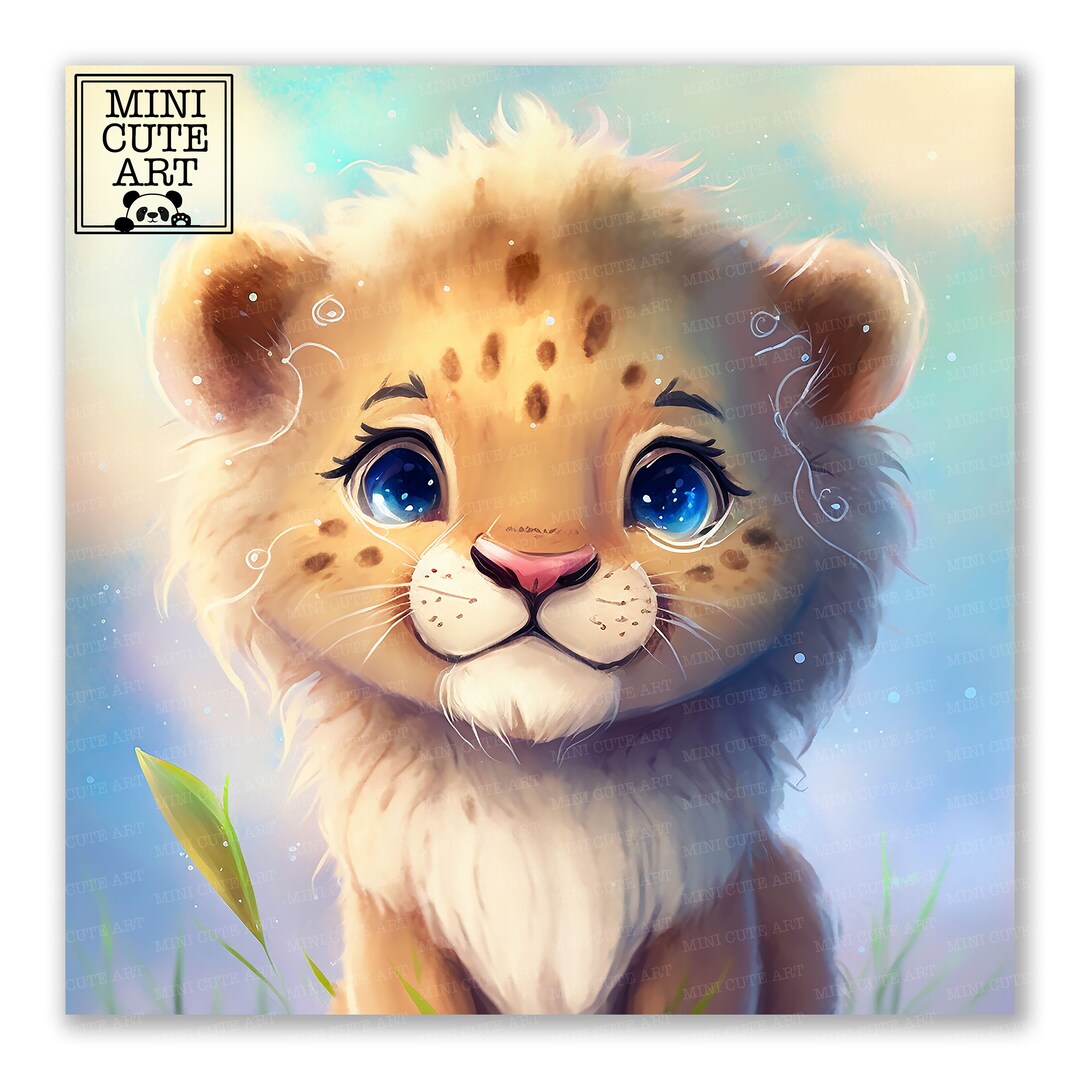 Watercolor Baby Lion Clip Art, Lion Watercolor JPG, Watercolor Lion ...