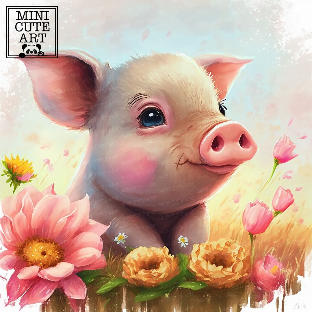 Cute Pig Watercolor Clip Art , Farm Pig Clip Art , Pig Animal Prints ...