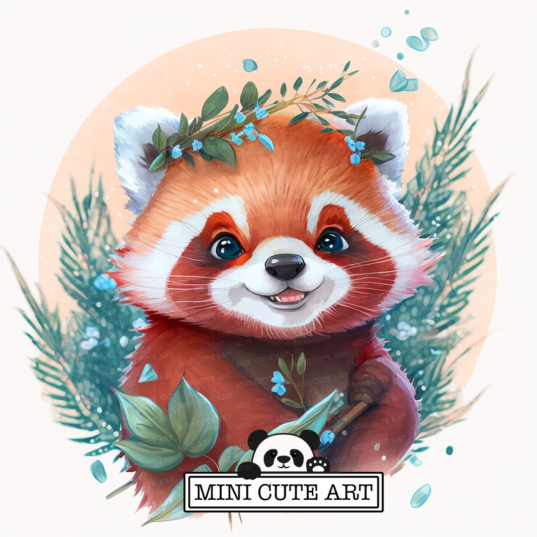 Watercolor Baby Red Panda Clip Art, Red Panda Watercolor JPG ...