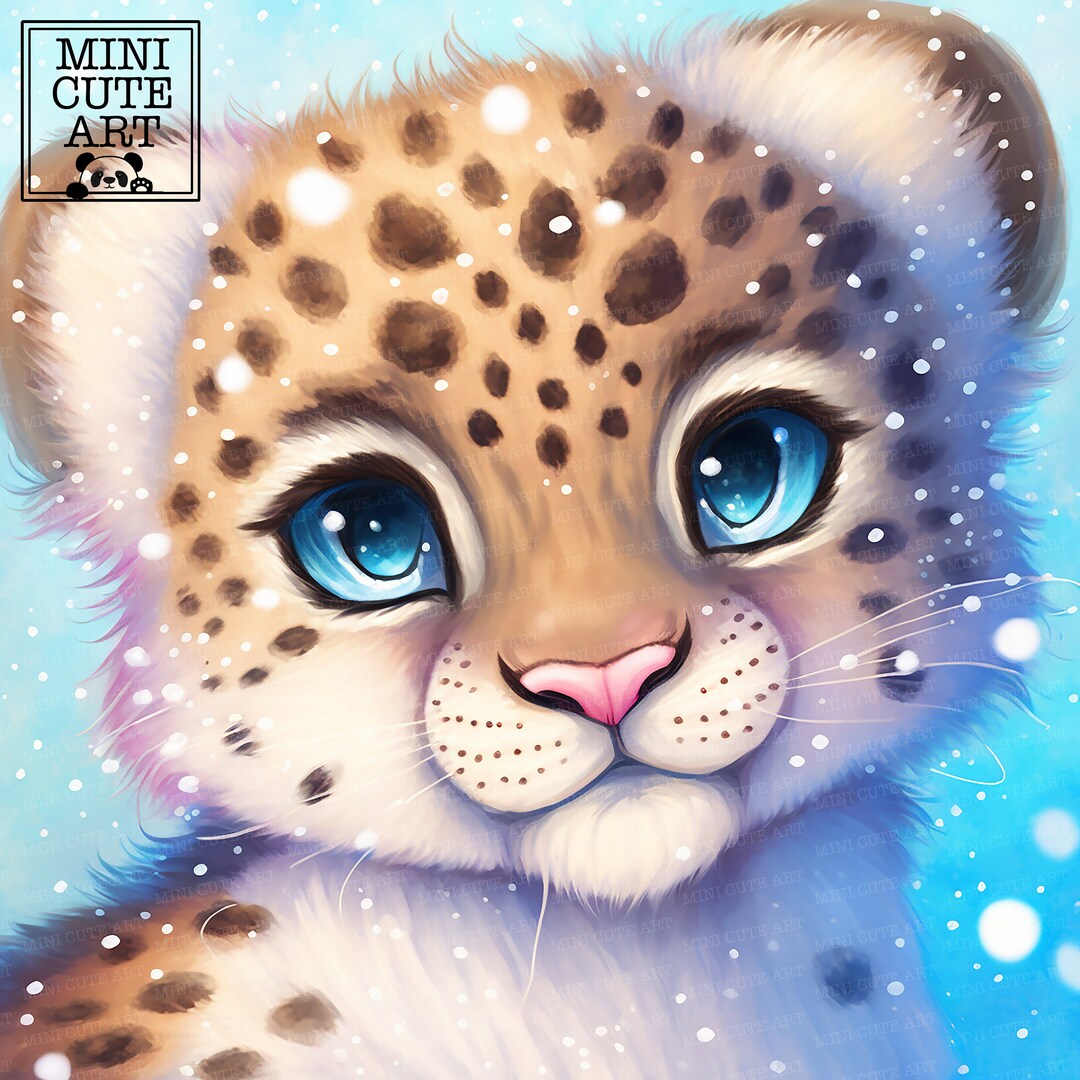 Watercolor Christmas Snow Leopard Clip Art Christmas Snow - Etsy