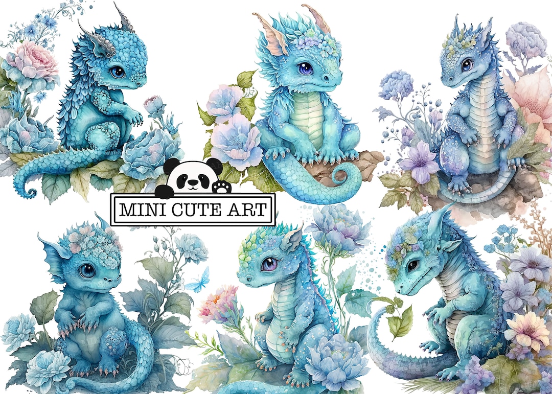 Blue Dragon Watercolor Clip Art, Dragon Watercolor Art, Dragon Animal ...