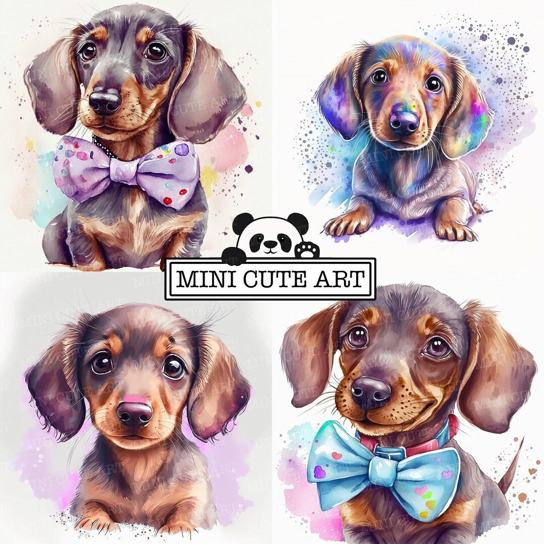 Dachshund Watercolor Clipart, Watercolor Portrait of a Dog, Portrait ...