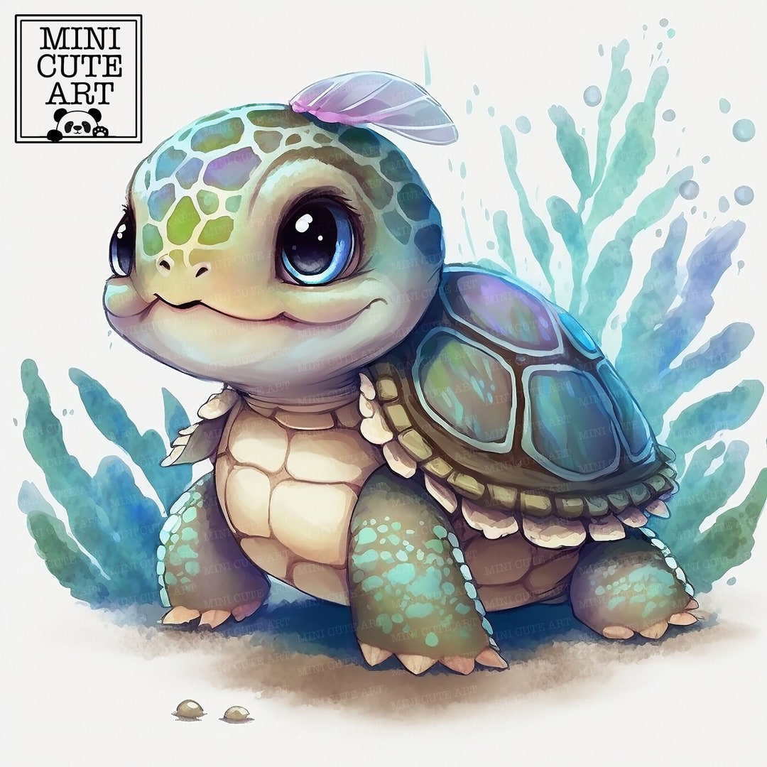 Undersea World Watercolor Art, Watercolor Turtle Clip Art, Turtle ...