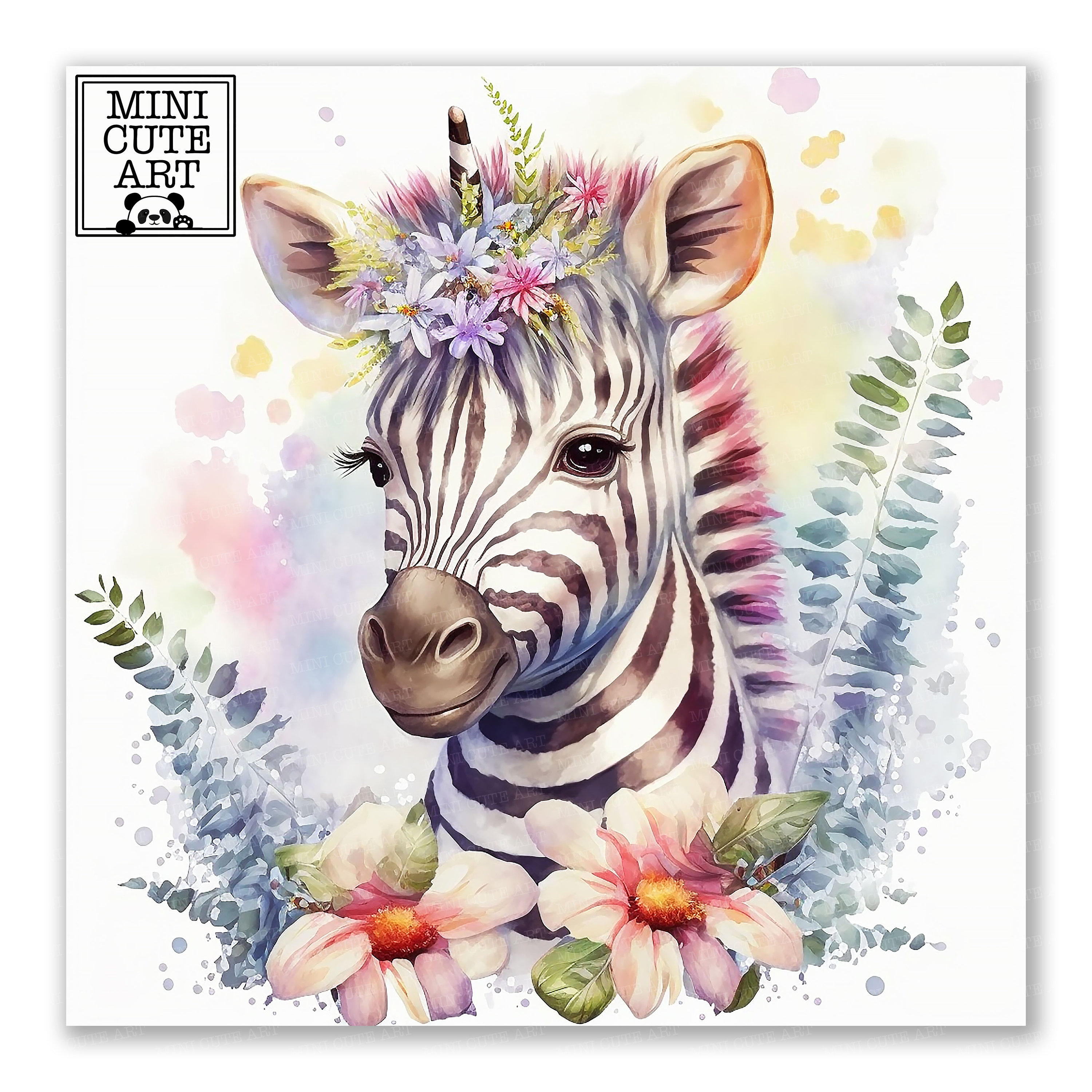 Watercolor Cute Zebra Clip Art Zebra Watercolor JPG African - Etsy