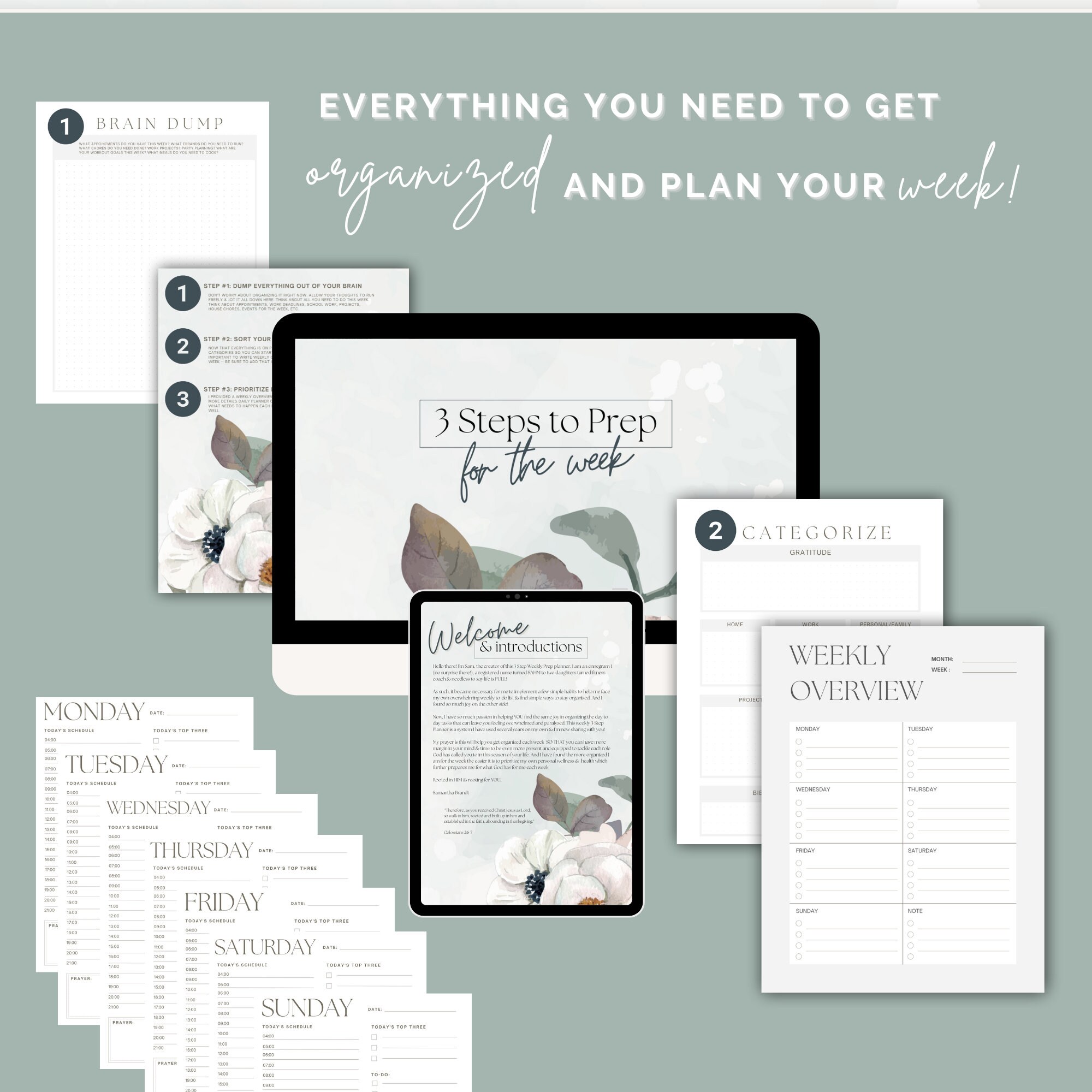 3 Step Weekly PRINTABLE PDF Planner - Etsy