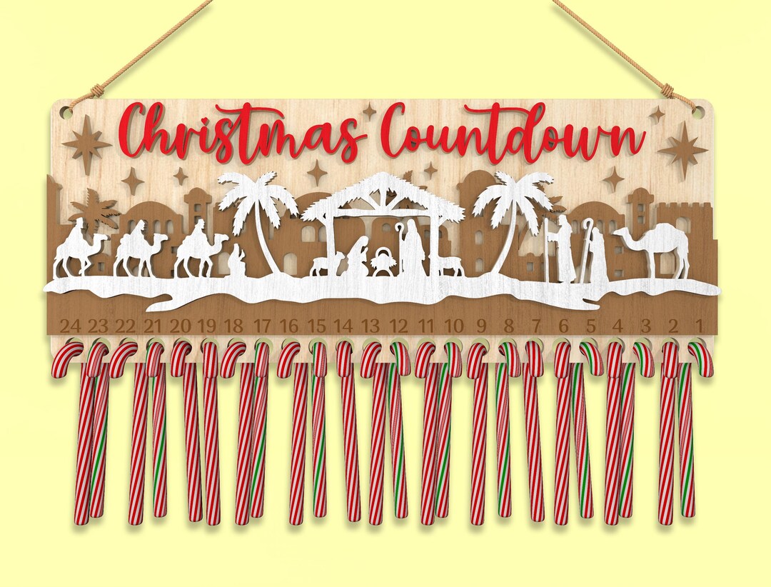 Christmas Nativity Countdown Calendar Svg, Candy Cane Countdown Svg ...