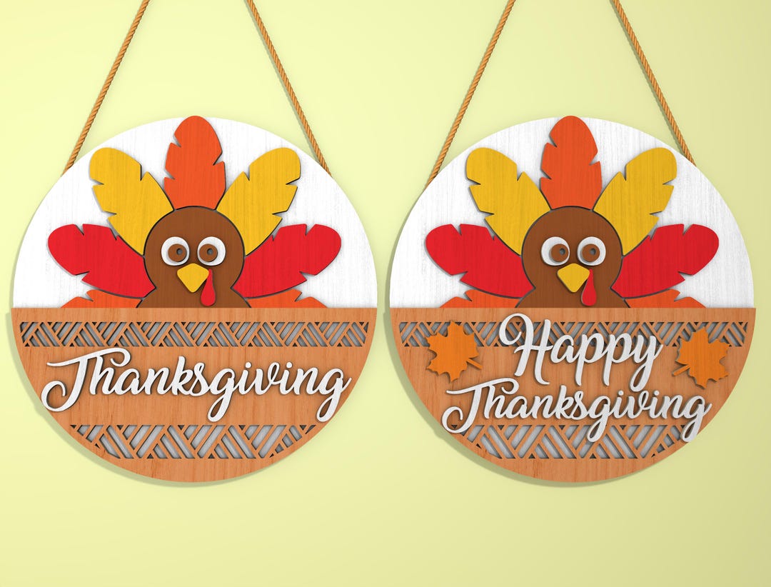 Happy Thanksgiving Door Sign SVG, Fall - Thanksgiving Sign SVG, Turkey ...