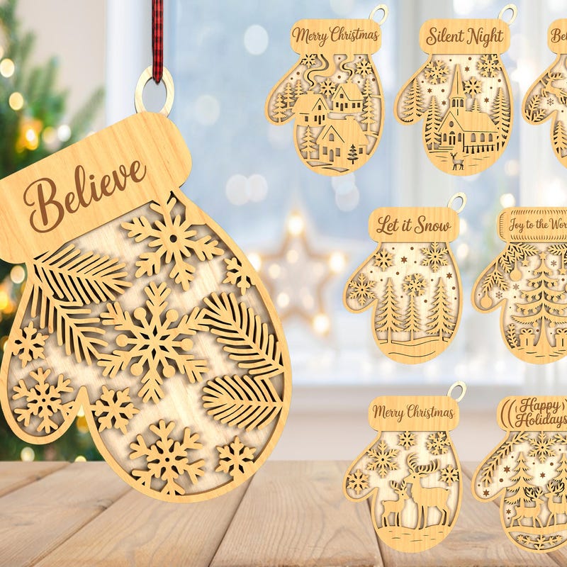 Rustic Mitten Ornaments - Etsy