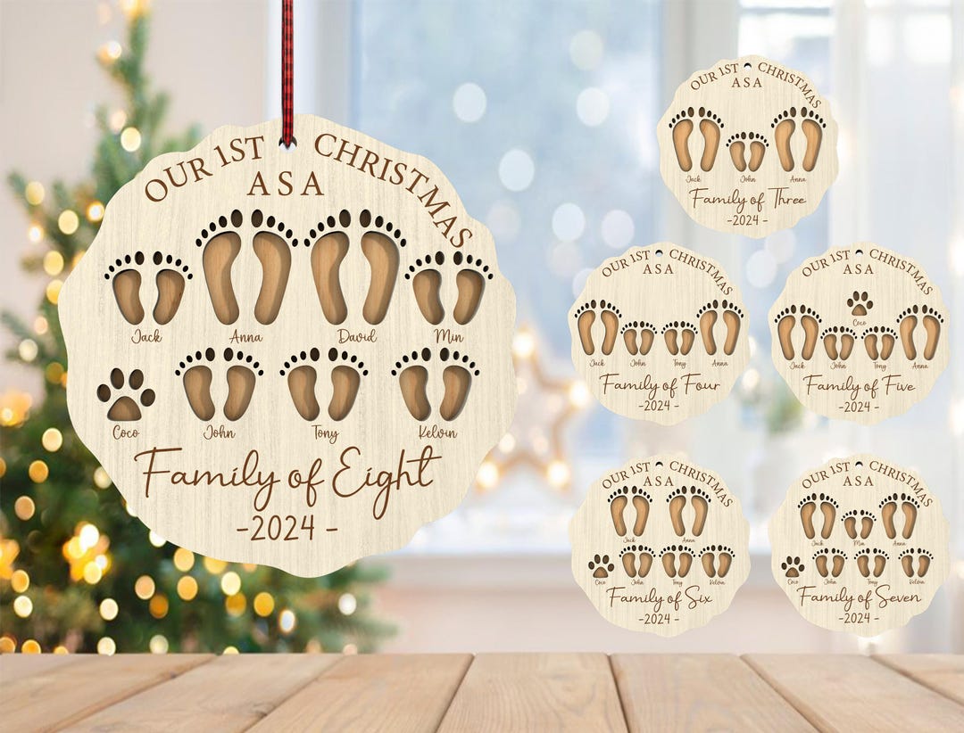 Personalized First Christmas as a Family of Three Ornament Svg, Family ...