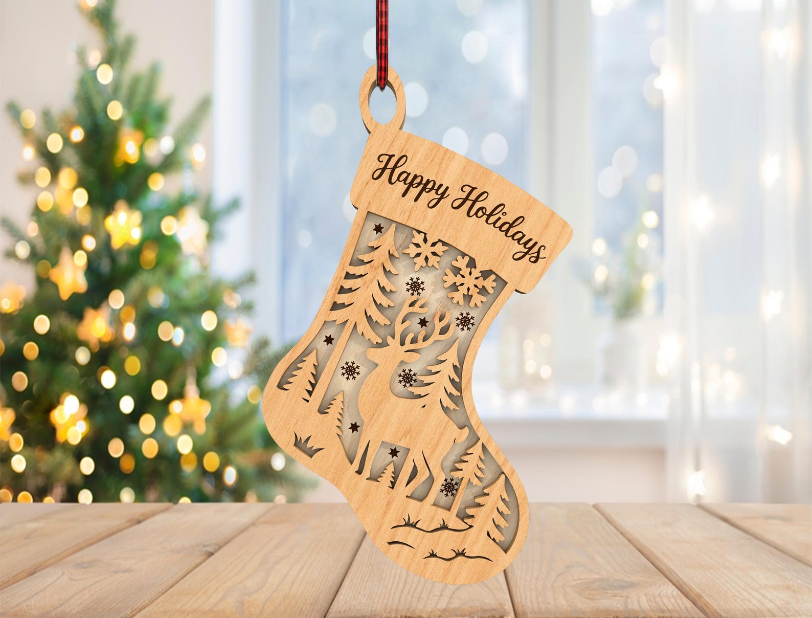 Christmas Stocking Ornament Svg Bundle, Layered Laser Cut Stocking With ...