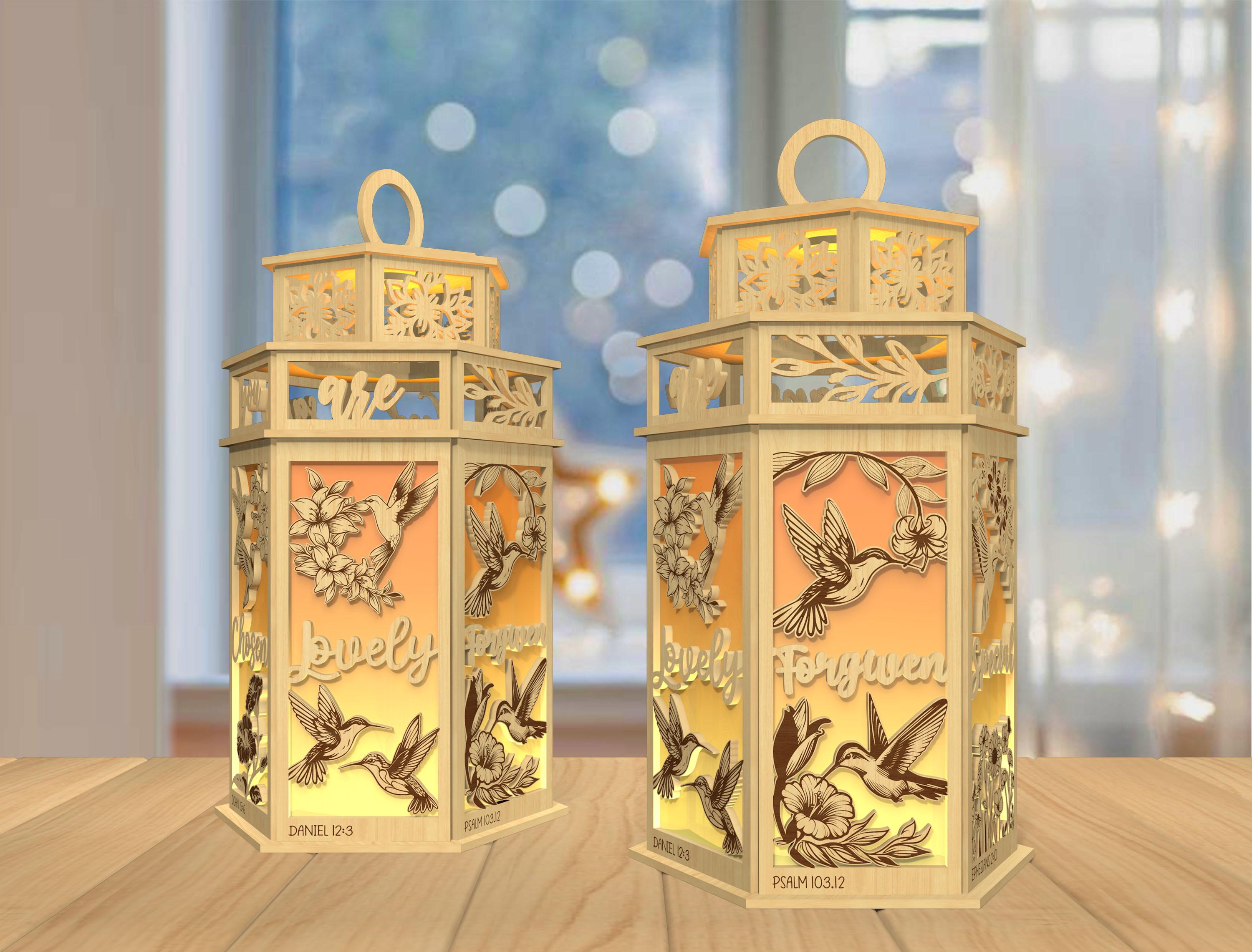 3D Hummingbird Lantern Laser Cut File, Bible Verse Lantern Svg ...