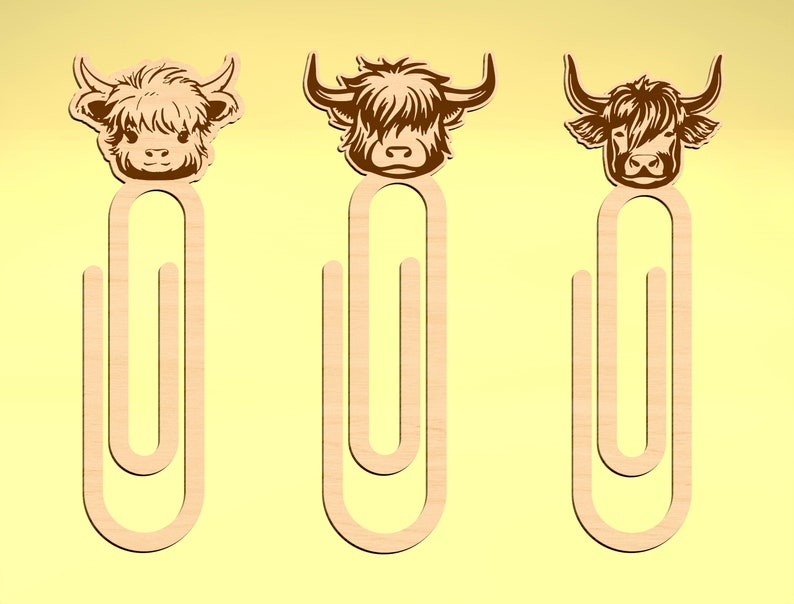 Highland Cow Paperclip Bookmark Svg Bundle, Cute Cow Bookmark Svg,book ...