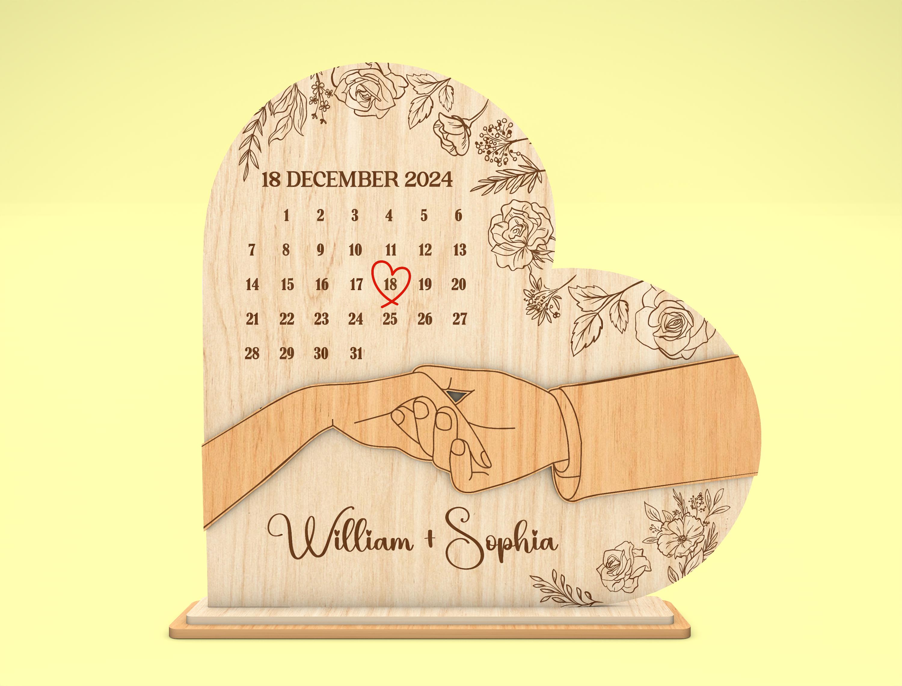 Personalized Married Calendar Heart Sign Svg, Couple Hands Sign Svg ...