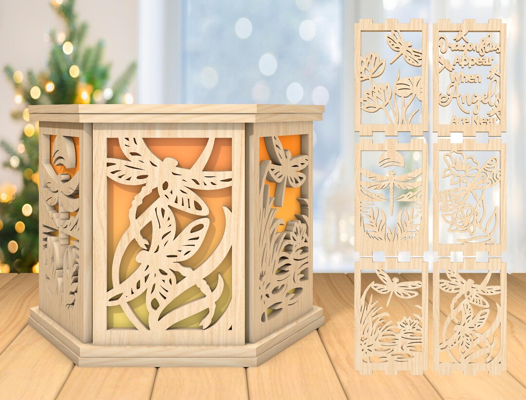 3D Dragonfly Tea Light Holder Laser Cut File, Memorial Lamp Svg ...