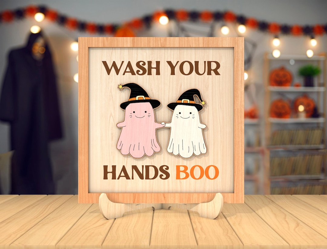 Personalized Wash Your Hands Boo Sign Svg,halloween Bathroom Decor SVG ...