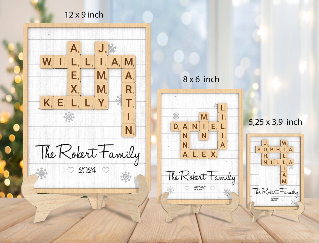 Personalized Family Christmas Crossword Scrabble Sign Svg, Christmas ...
