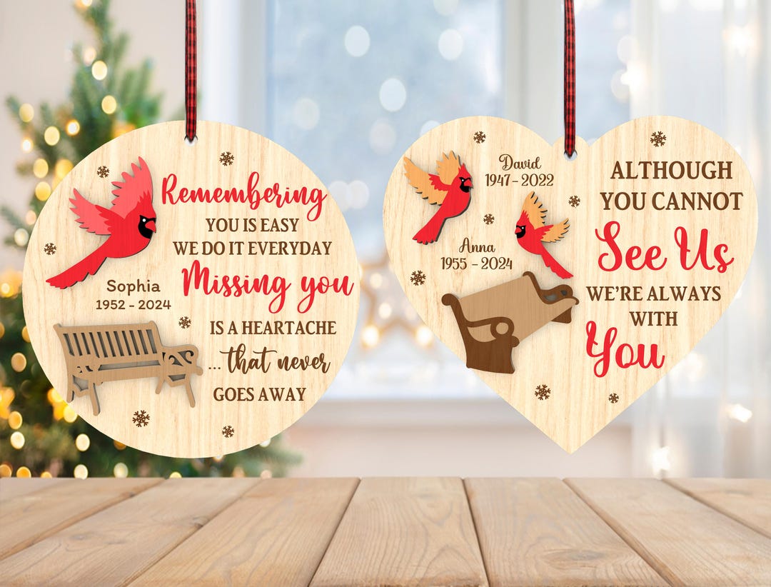 Personalized Red Cardinal Bird Ornament Svg, Memorial Ornament Svg ...