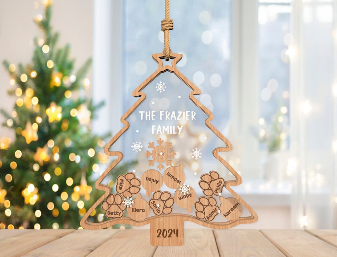 Personalized Tree Family Christmas Ornament SVG, 4D Shaker Ornament Svg ...