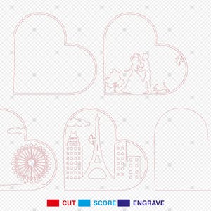 Multilayer Couple Heart Scene Art Svg, Romantic Scene Svg, Couple ...