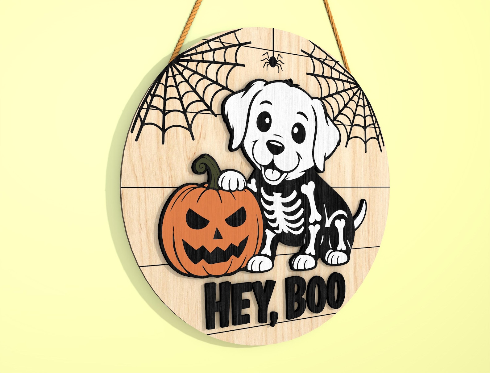 Hey Boo Skeleton Dog Door Hanger SVG, Halloween English Bulldog ...