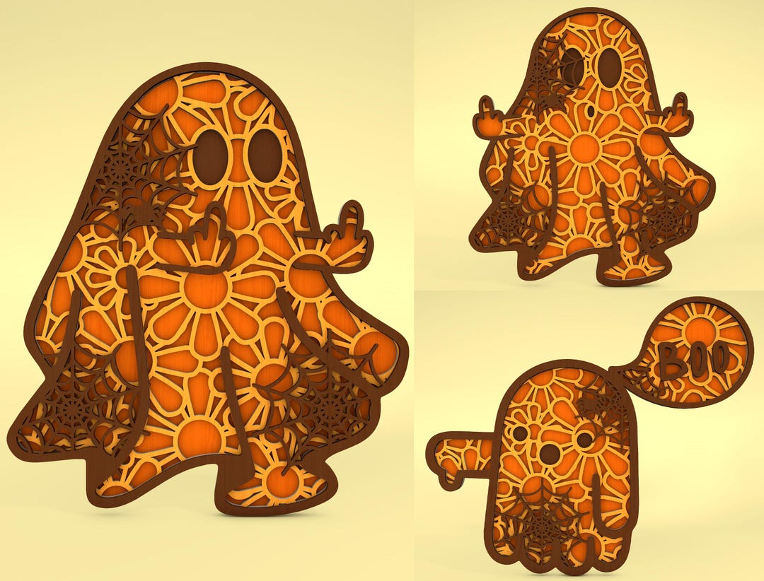 3D Mandala Halloween Ghost Svg, Multilayer Funny Ghost Svg,mandala ...