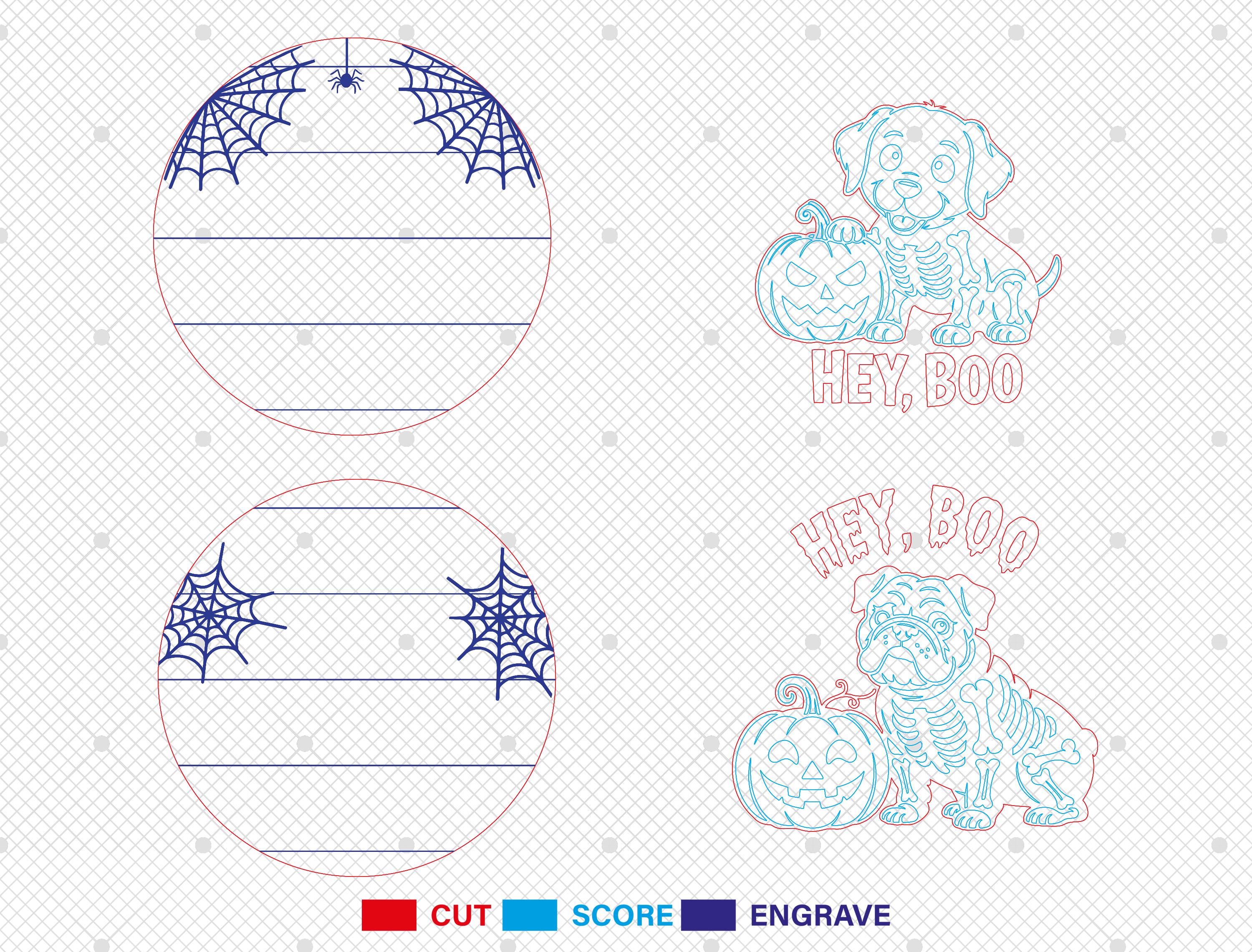 Hey Boo Skeleton Dog Door Hanger SVG, Halloween English Bulldog ...