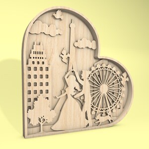 Multilayer Couple Heart Scene Art Svg, Romantic Scene Svg, Couple ...