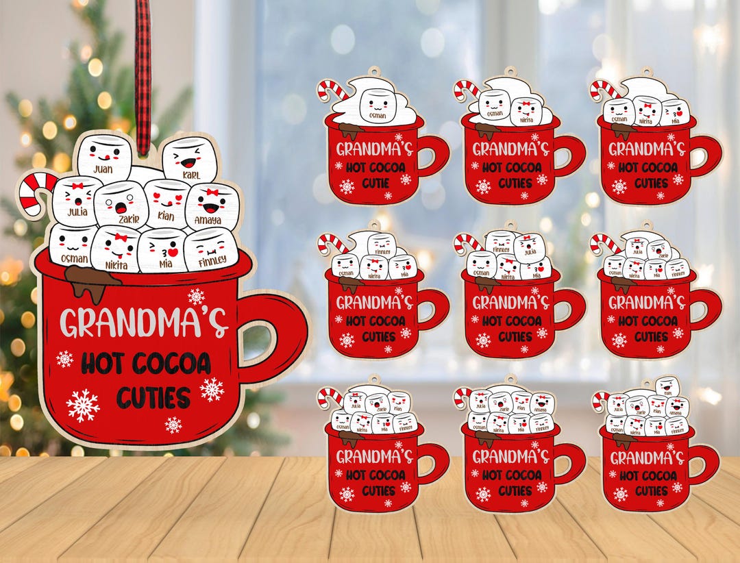Personalized Grandma's Hot Cocoa Cuties Ornament Svg, Marshmallow Hot ...