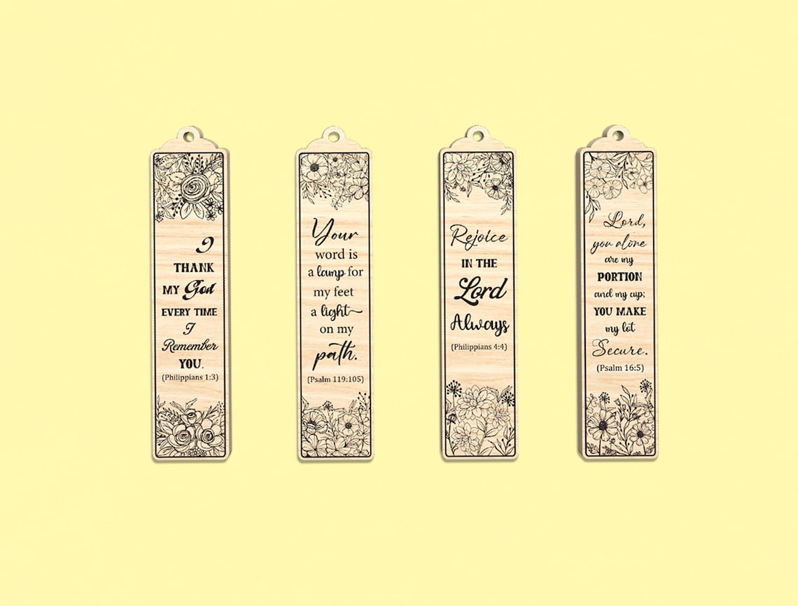 Inspirational Bible Verse Bookmark Svg Bundle, Floral Christian ...