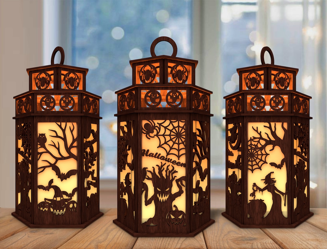 3D Halloween Lantern Laser Cut File,halloween Scene Lantern Svg ...