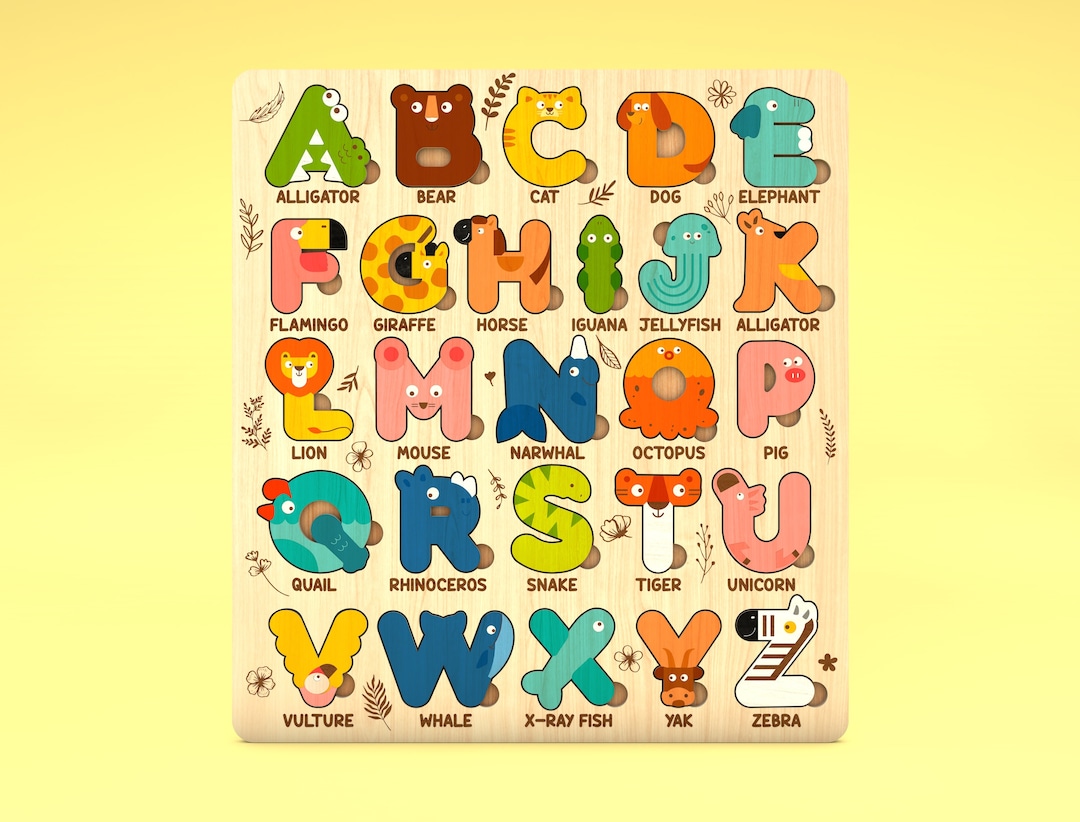 Personalized Animal Alphabet Puzzle Svg,puzzle for Kids,kids Laser Svg ...