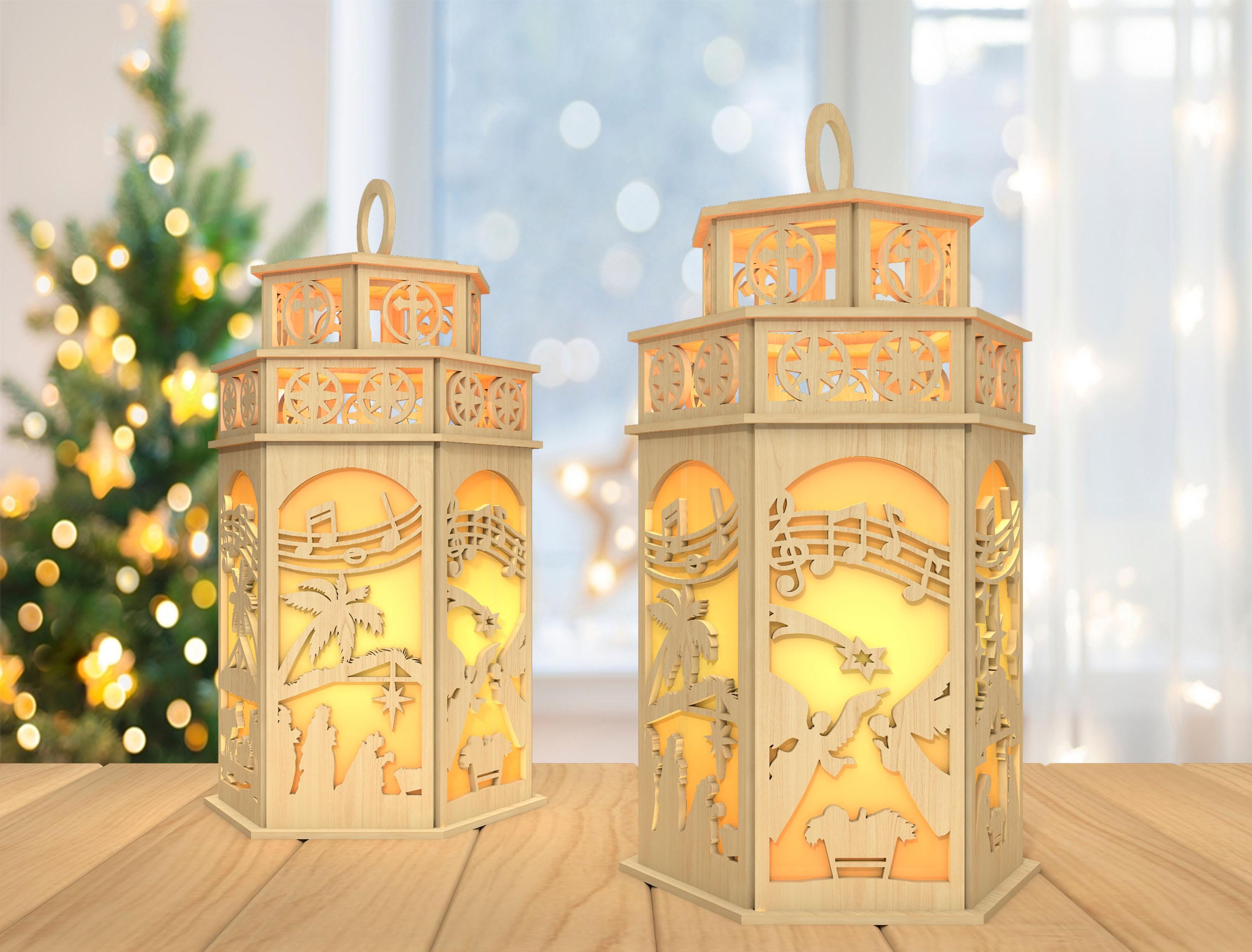 3D Christmas Nativity Lantern Laser Cut File, Nativity Scene Lantern ...