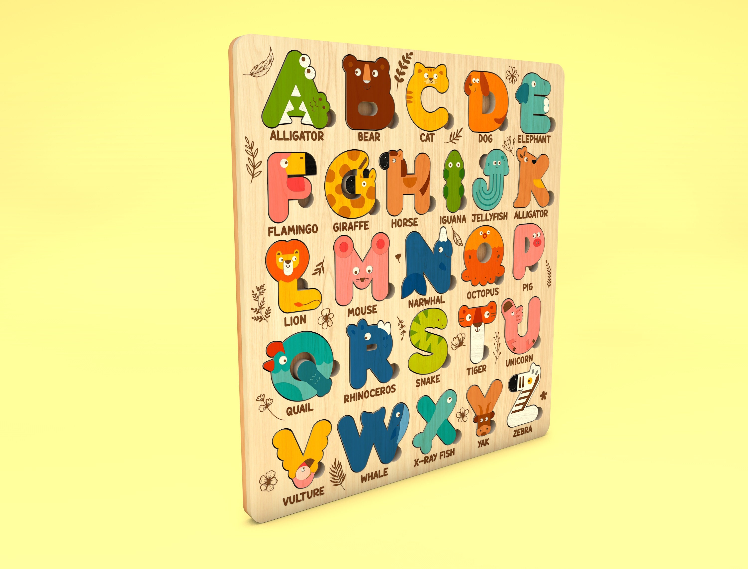 Personalized Animal Alphabet Puzzle Svg,puzzle for Kids,kids Laser Svg ...