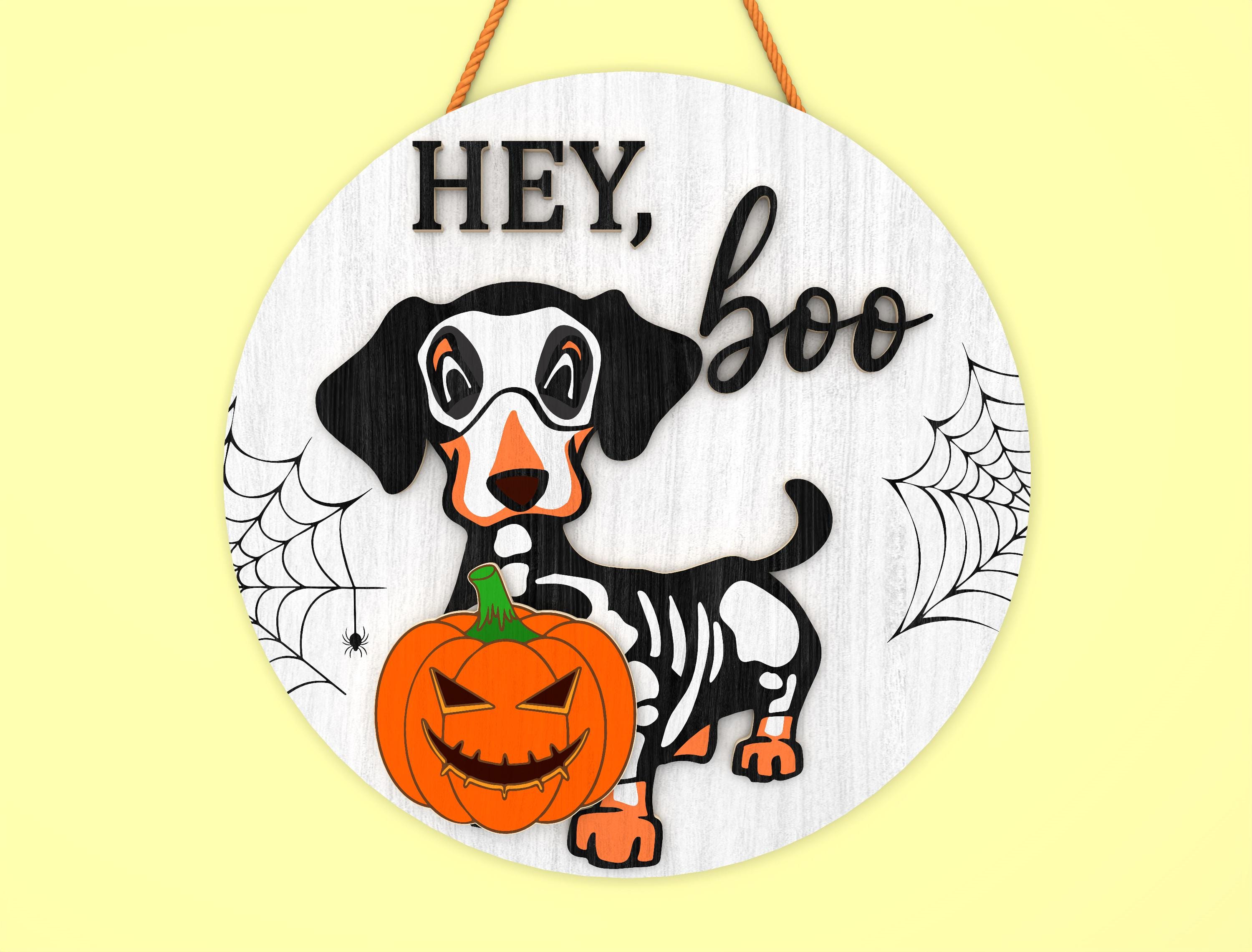 Skeleton Dog Halloween Sign Svg Bundle, Funny Hey Boo Ghost Dog Breed ...