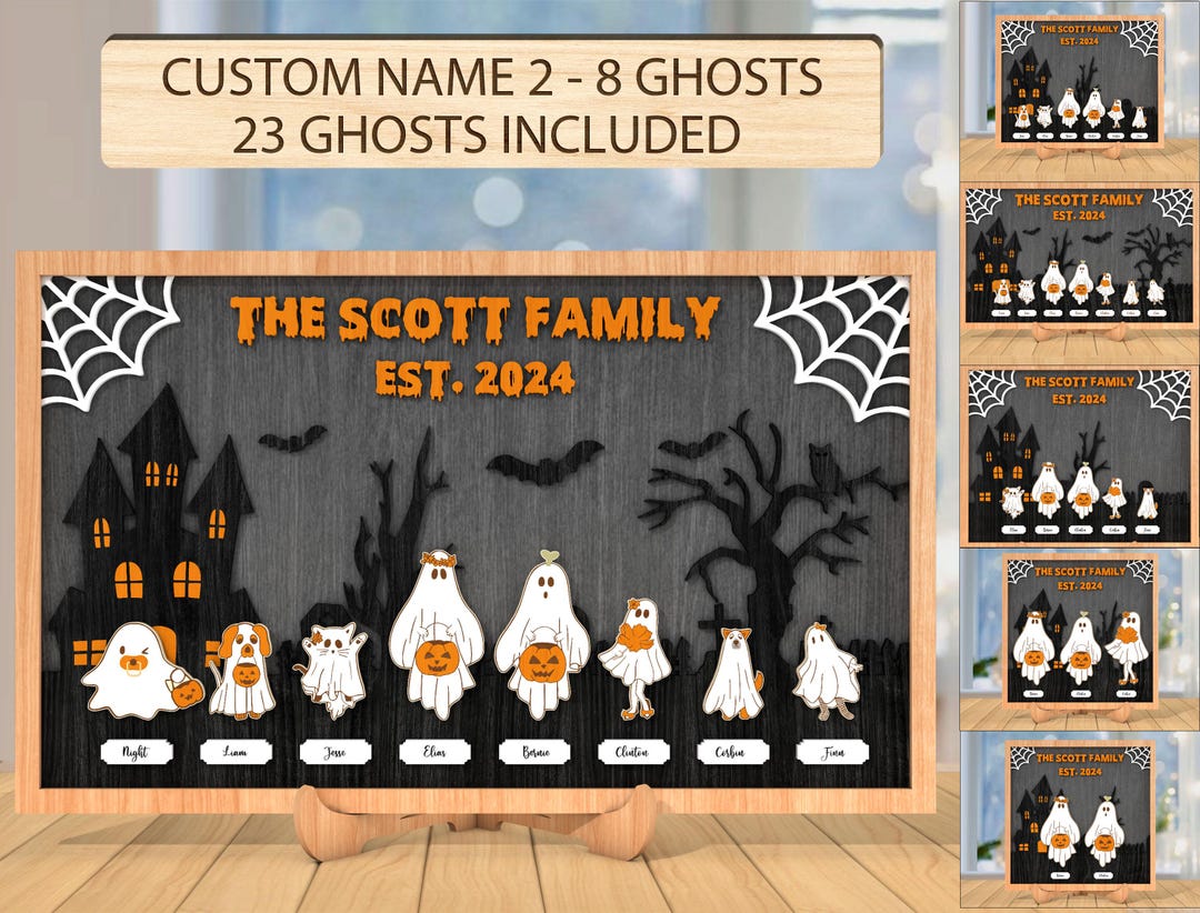 Personalized Halloween Ghost Family Sign Svg,halloween Scene Svg,ghost ...