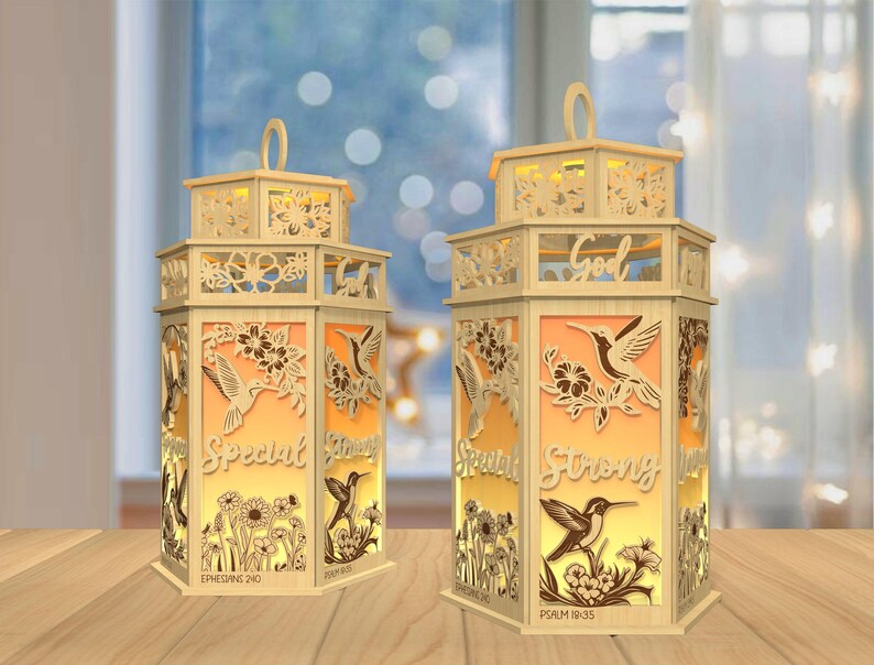 3D Hummingbird Lantern Laser Cut File, Bible Verse Lantern Svg ...